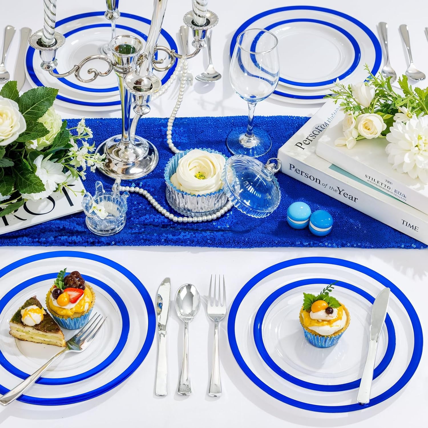 200pcs Royal Blue Plastic Plates - Walmart.com