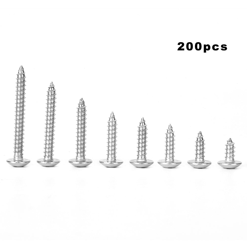 200pcs Self Tapping Screw Cross M3.5 304 Stainless Steel Cross Flat ...