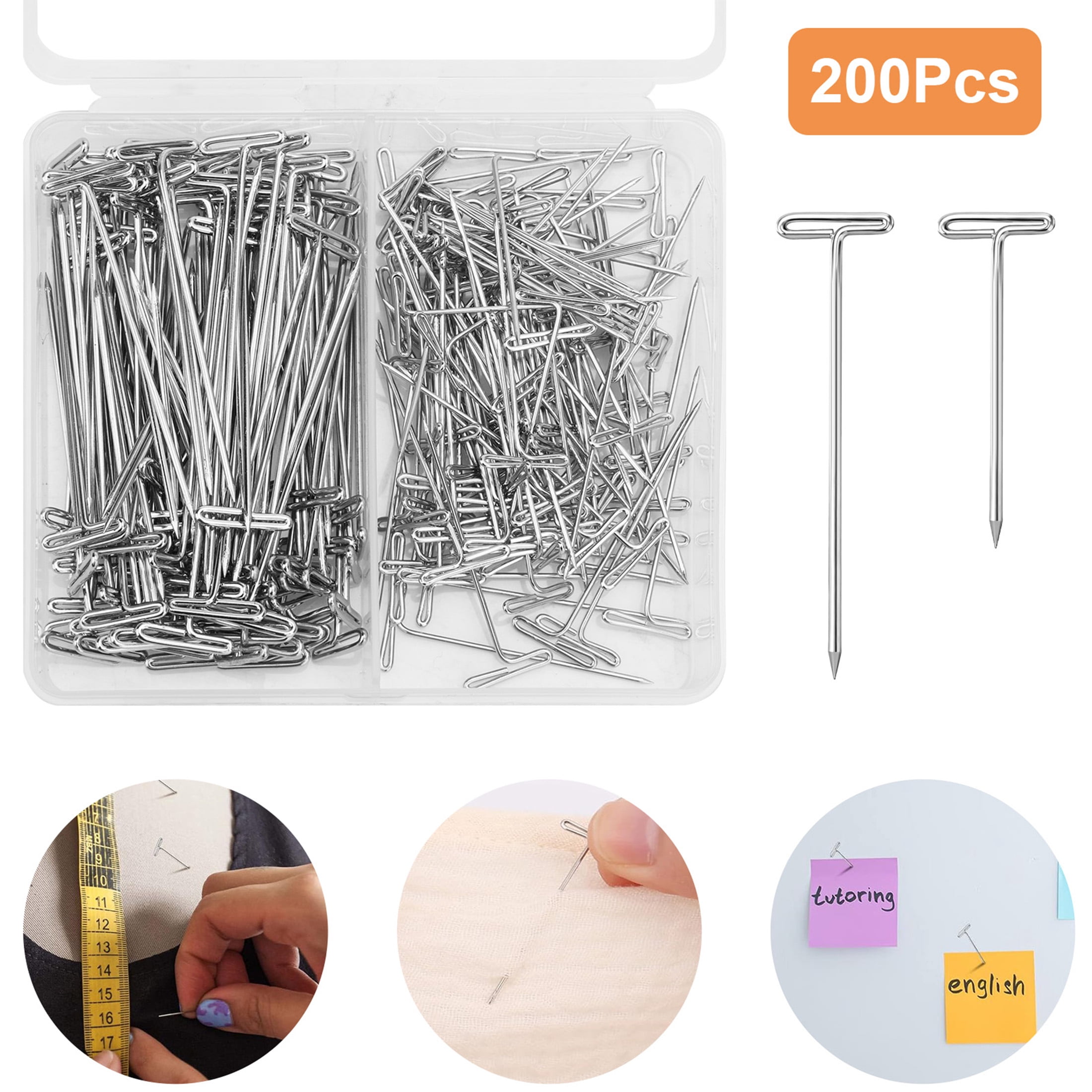 200pcs Sewing Pins, EEEkit Stainless Steel T-shape Straight Pins for ...
