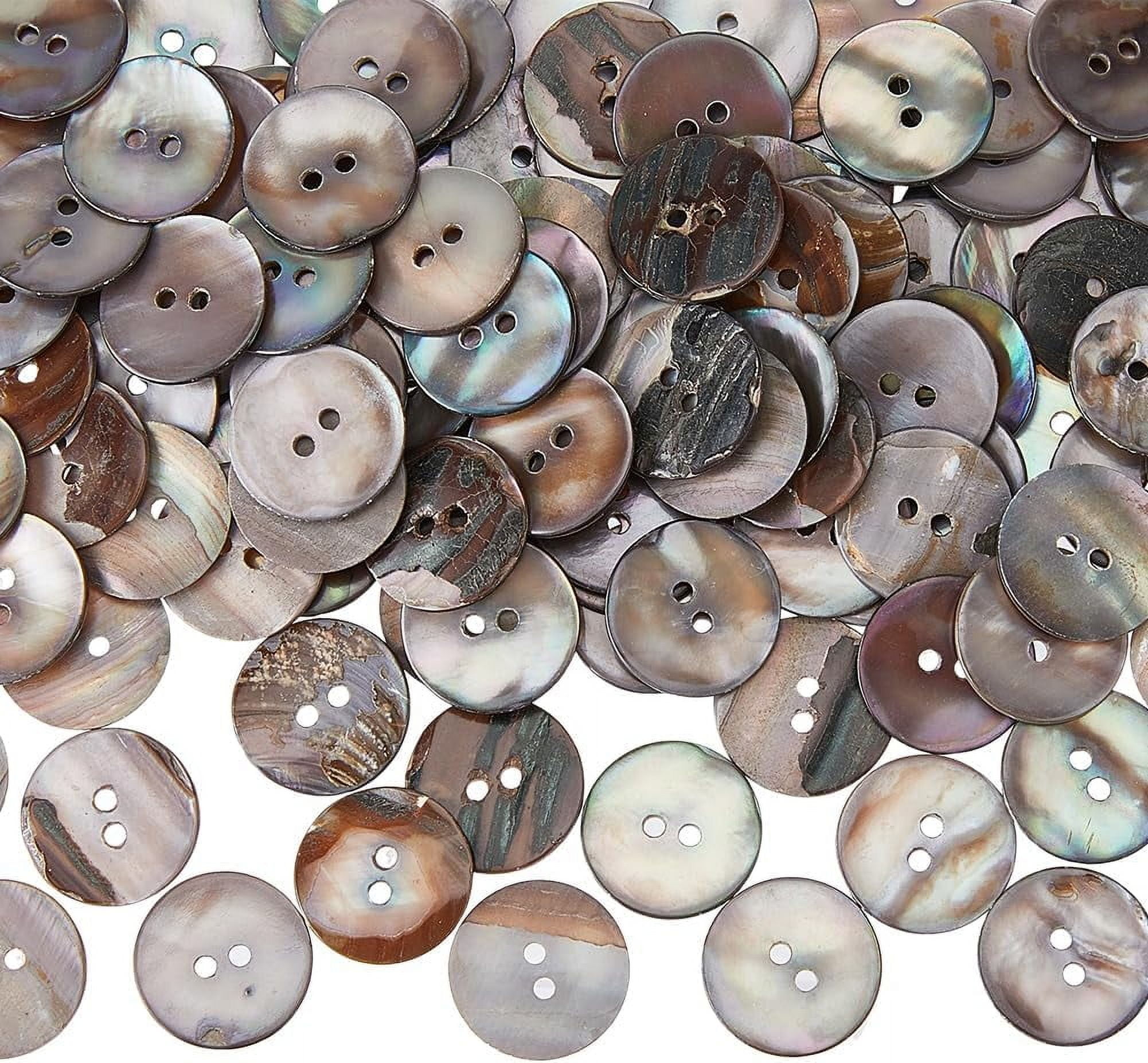 200pcs Shell Buttons 2 Holes Sewing Craft Buttons Natural Shell Button Flat Round Seashell ...