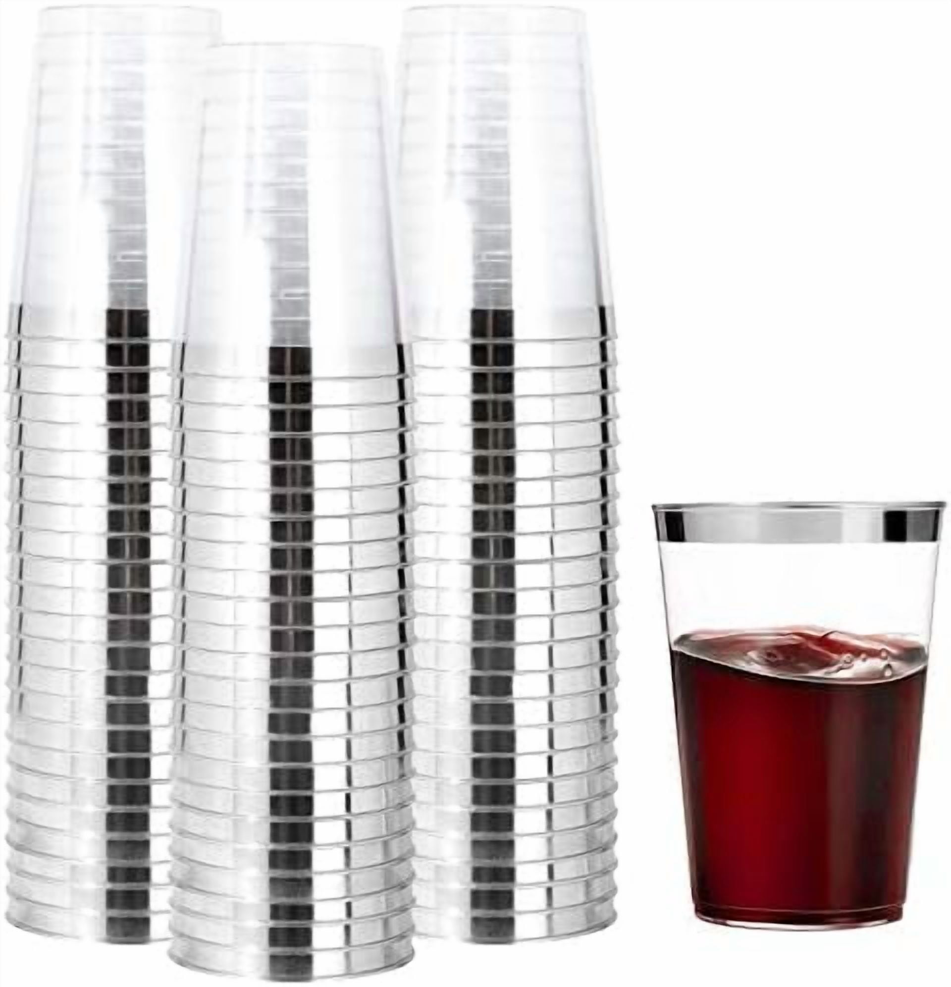 200pcs Silver Disposable Plastic Cups 10 oz Clear Plastic Cups Old ...
