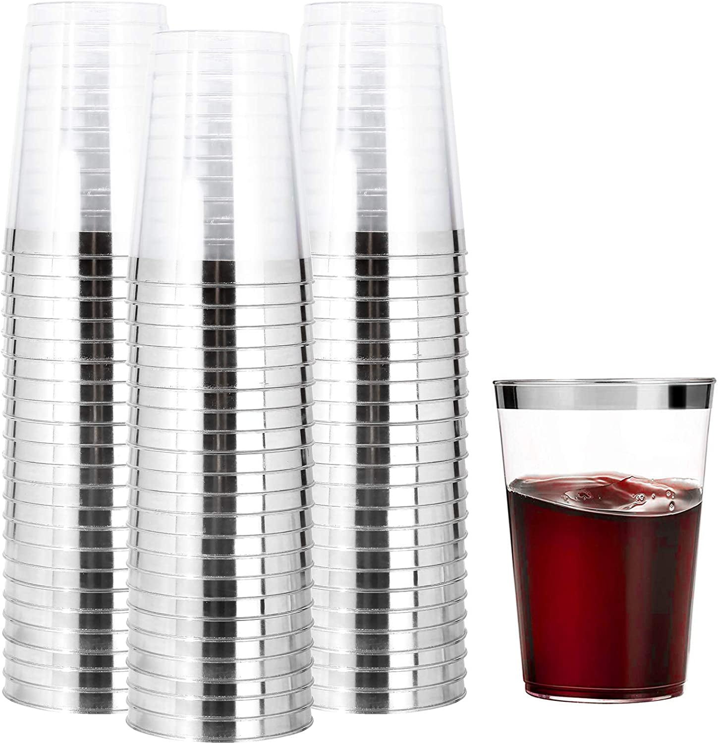 200pcs Silver Disposable Plastic Cups 10 oz Clear Plastic Cups Old ...