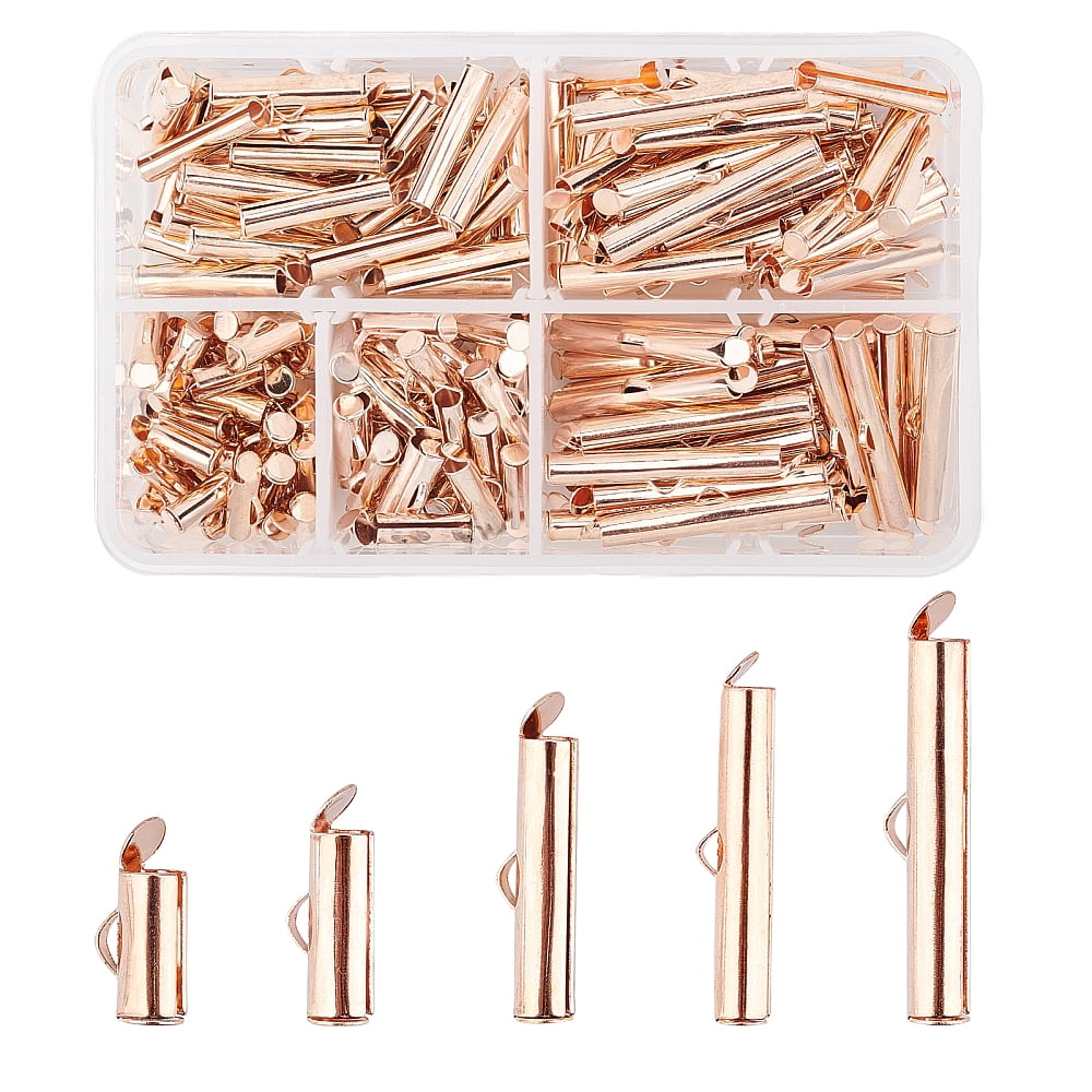 200pcs Slide On End Clasp Tubes Slider End Caps Crimp End Tube for ...