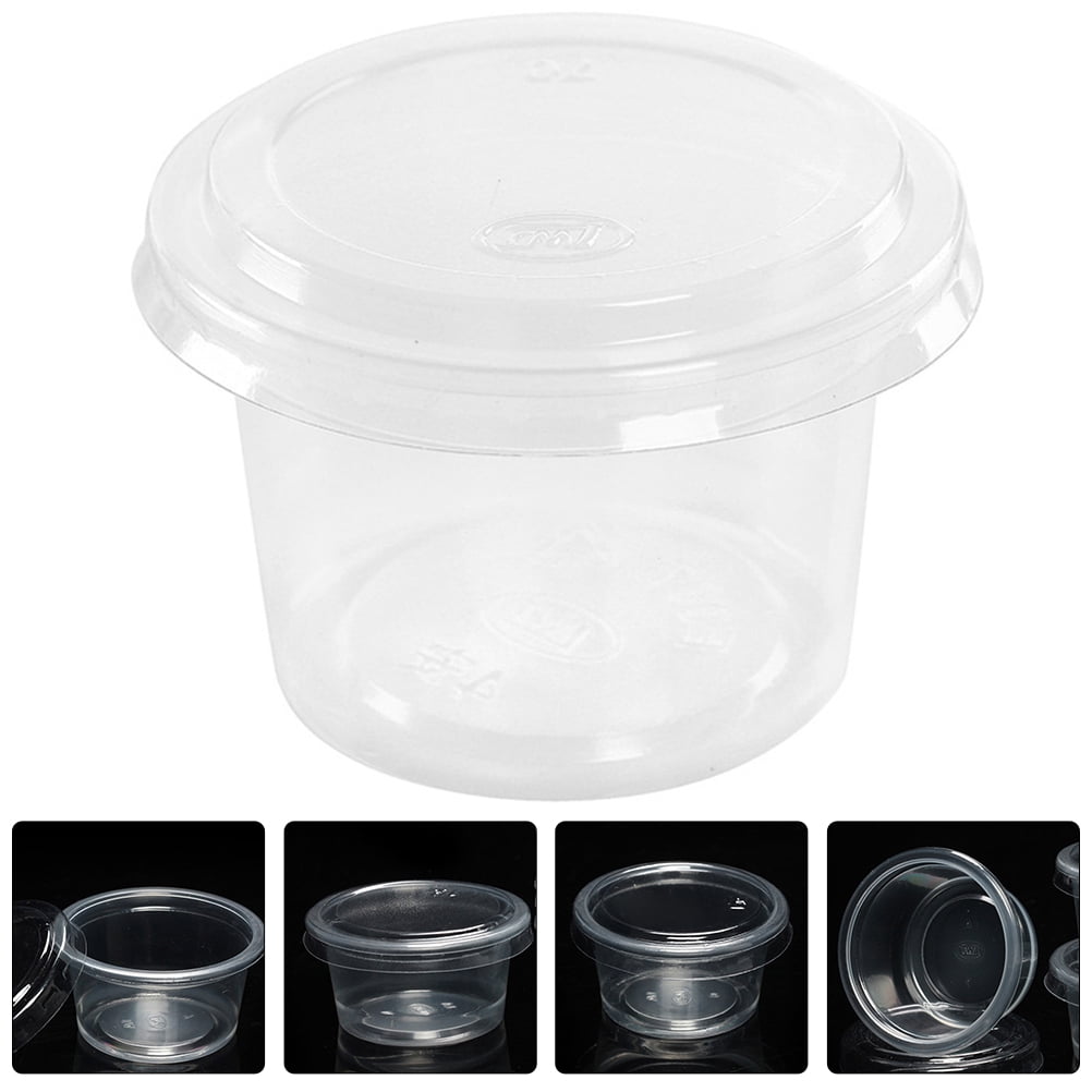 OUNONA Reusable Plastic Sauce Cups with Lids for Storage Use ...