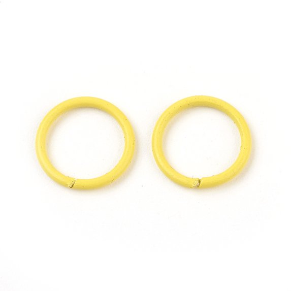200pcs Spray Painted Iron Open Jump Rings Round Yellow 18 Gauge 10x1mm ...