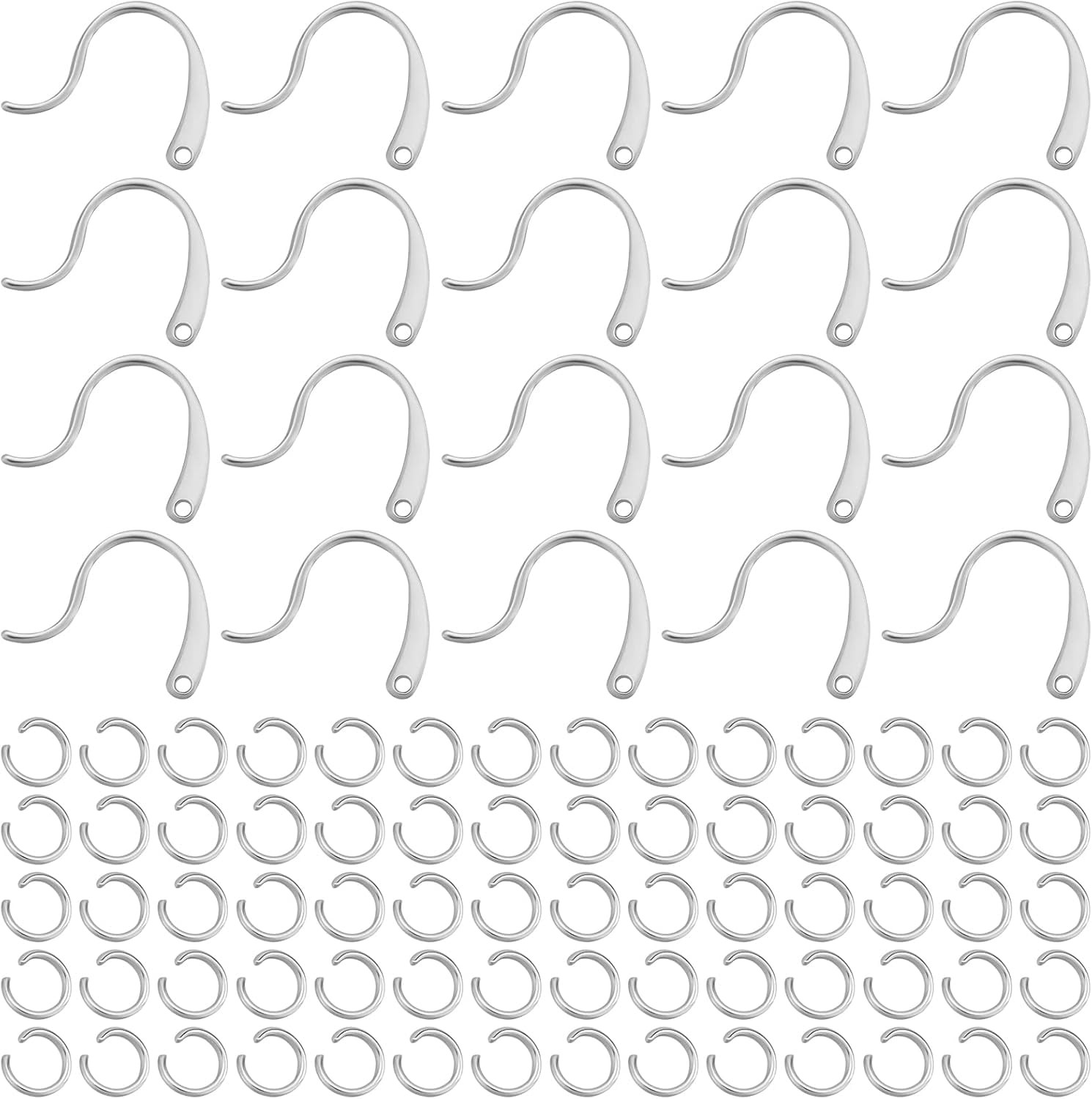 About 200pcs Stud Earring Hooks and 200pcs Jump Rings 304 Stainless ...