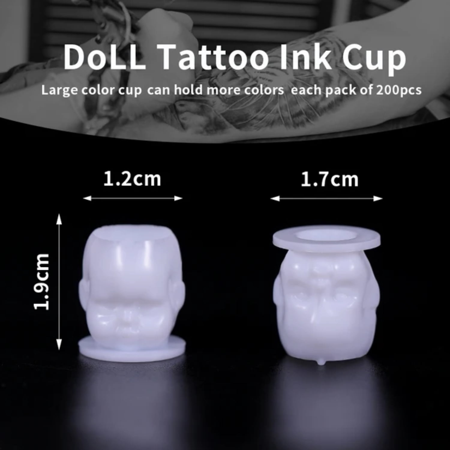 200pcs Tattoo Plastic Cup Pigment Doll Disposable Ink Container Cup ...