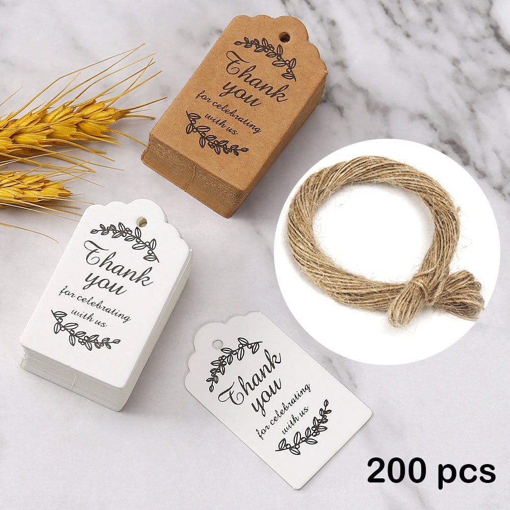 200pcs Thank You Tags, Brown and White Paper Tags Gift Tags with ...