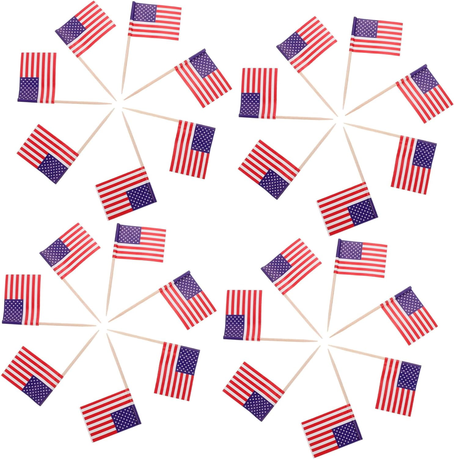 200pcs Toothpick Cake Insert Mini Stick Cupcake Toppers Mini American ...