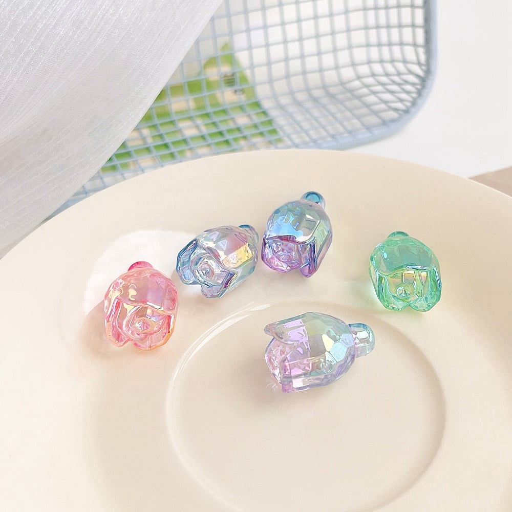 200pcs Transparent Acrylic Bead Flower Mixed Color 21.3x15.7x14mm Hole ...