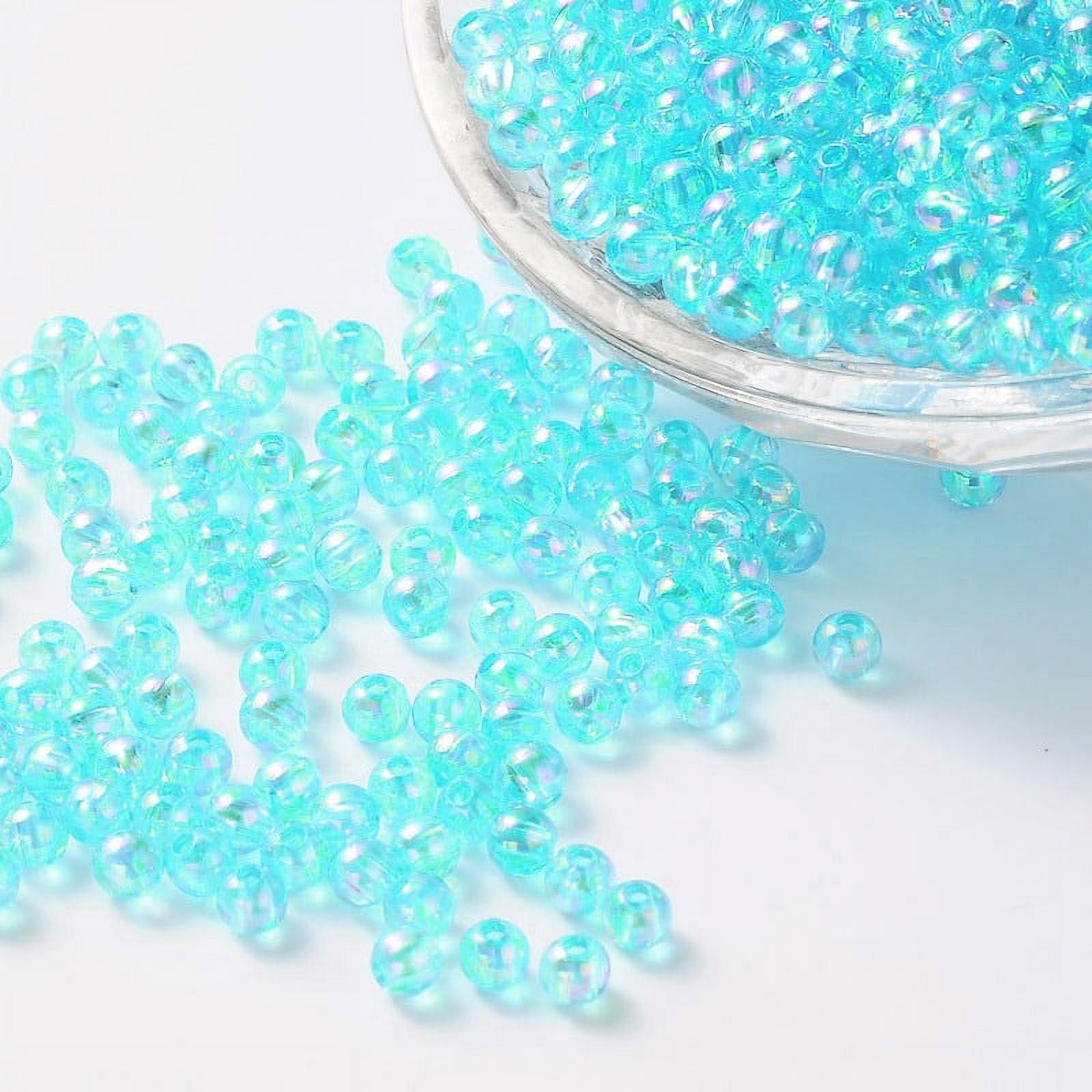 200pcs Transparent Acrylic Beads Round AB color Cyan 8mm Hole: 1.5mm ...