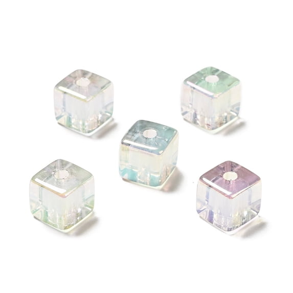 200pcs UV Plating Rainbow Iridescent Transparent Acrylic Beads Two Tone ...
