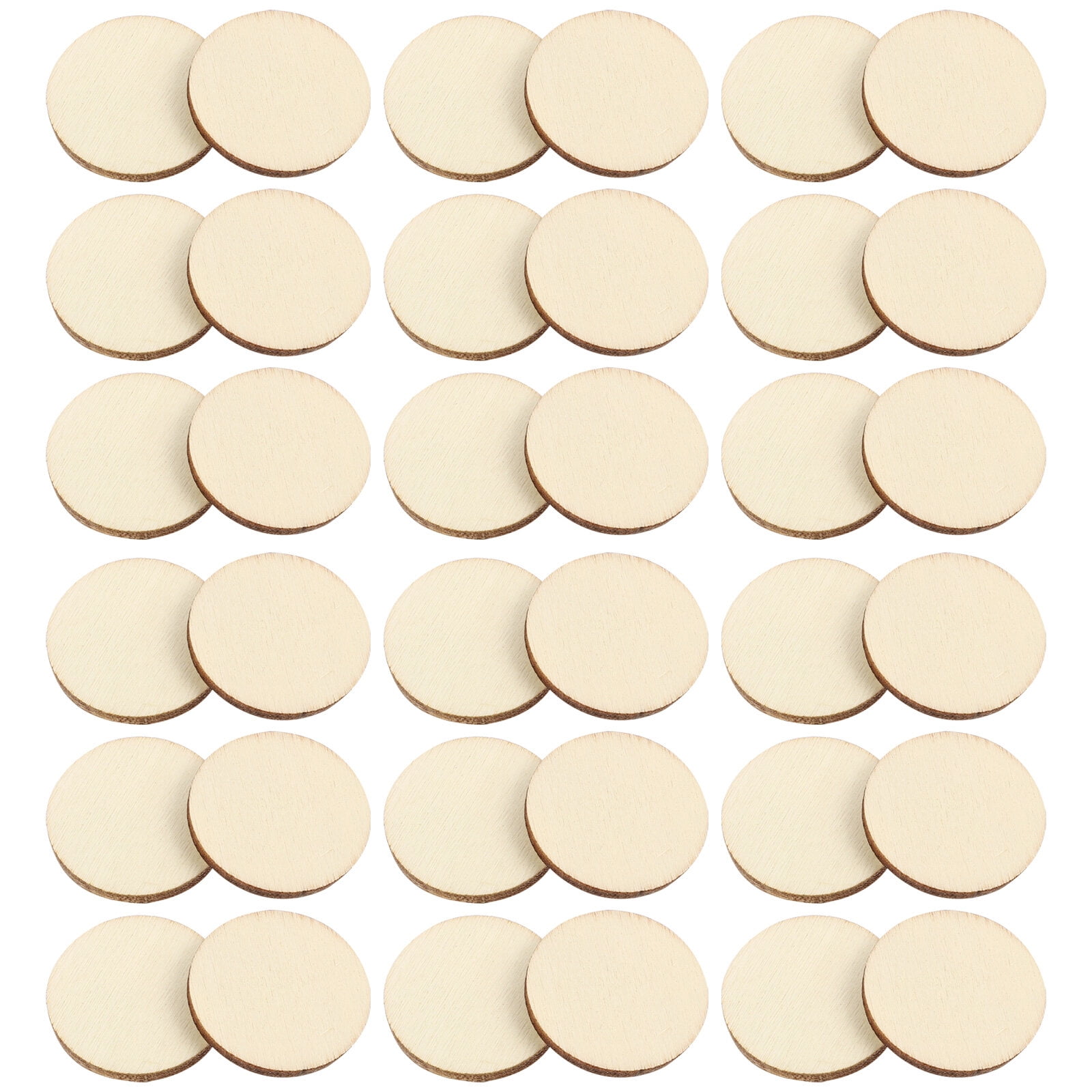 200pcs Unfinished Wood Pieces Blank Cutout Pieces Round Slices DIY ...