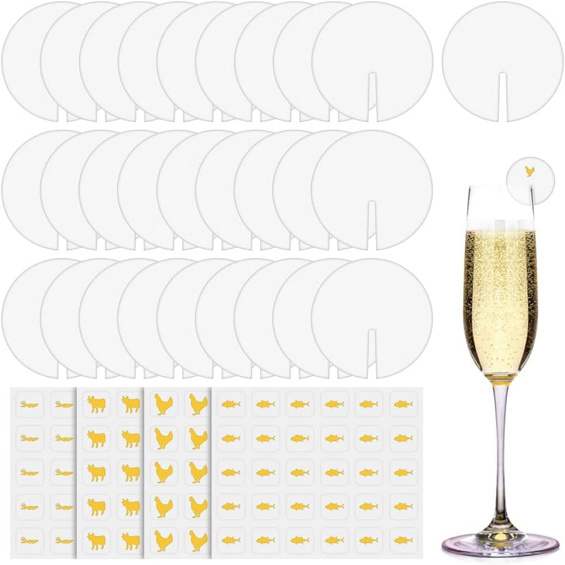 200pcs Wine Glass Tags Blank Wine Glass Markers with 240pcs Stickers ...