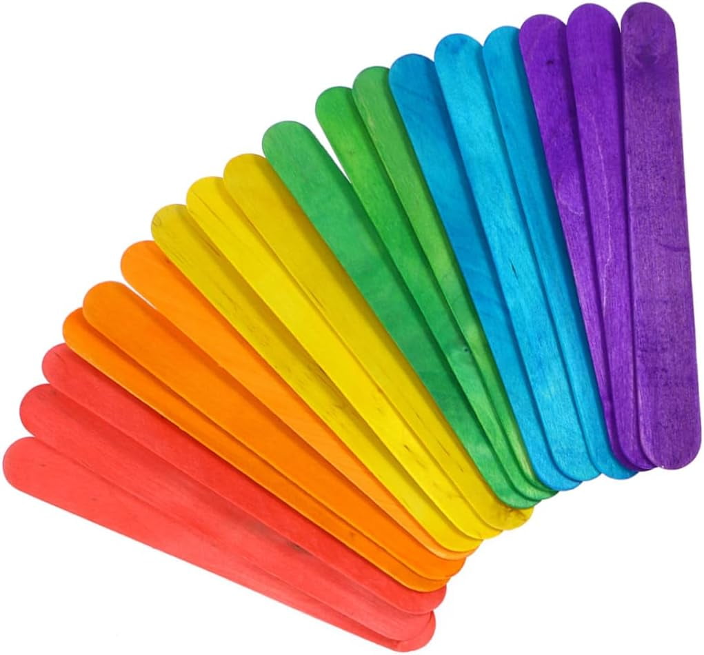 200pcs Wood Craft Sticks Playset Toys Wooden Makeup Stick Colored ...