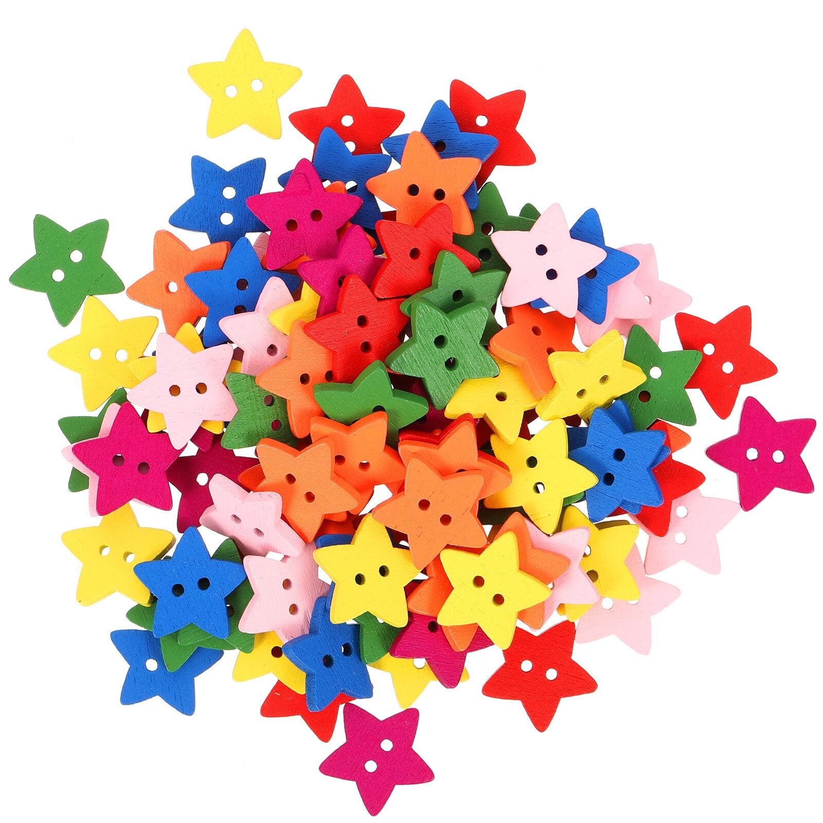 RENACLIPY Wooden Five-Pointed Star Buttons for DIY Crafts and ...