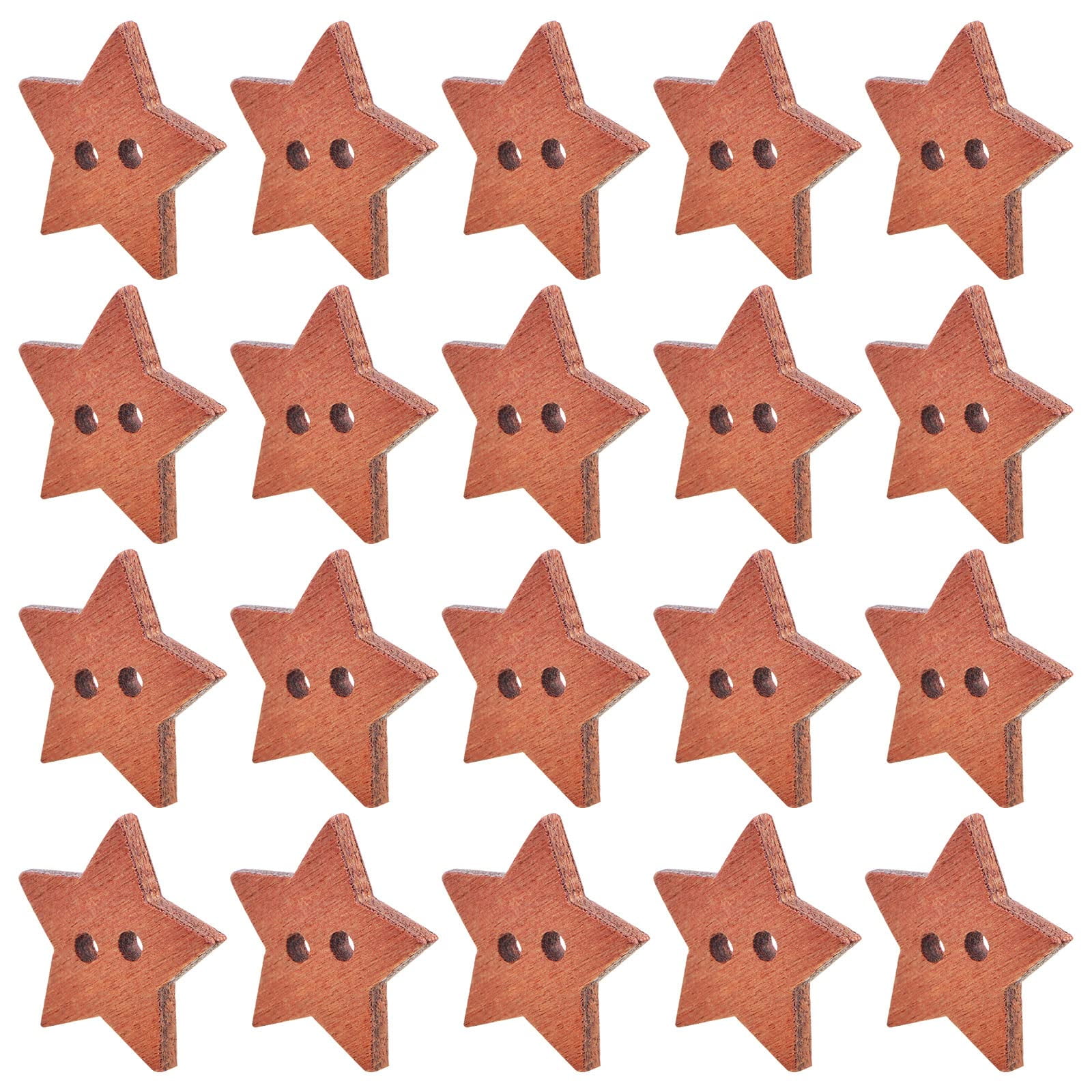 200pcs Wooden Star Buttons with 2 Holes Star Shape Sewing Knitting Wood ...