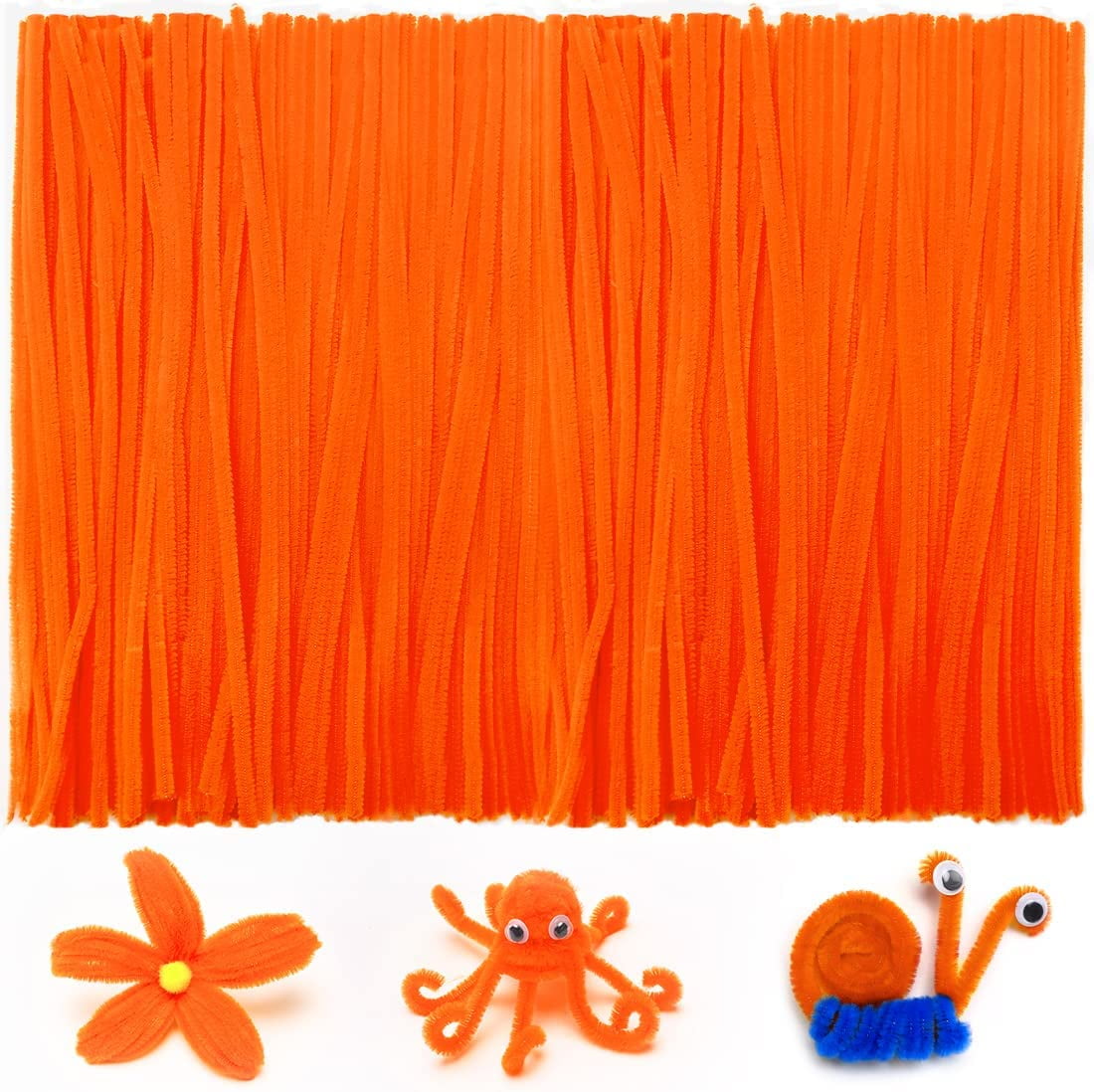 200psc Orange Pipe Cleaners, Chenille Stems, Pipe Cleaners for Crafts ...