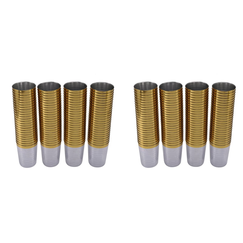 200x Gold 10 Oz Clear Plastic Cups Tumblers Gold Rimmed Cups Fancy ...