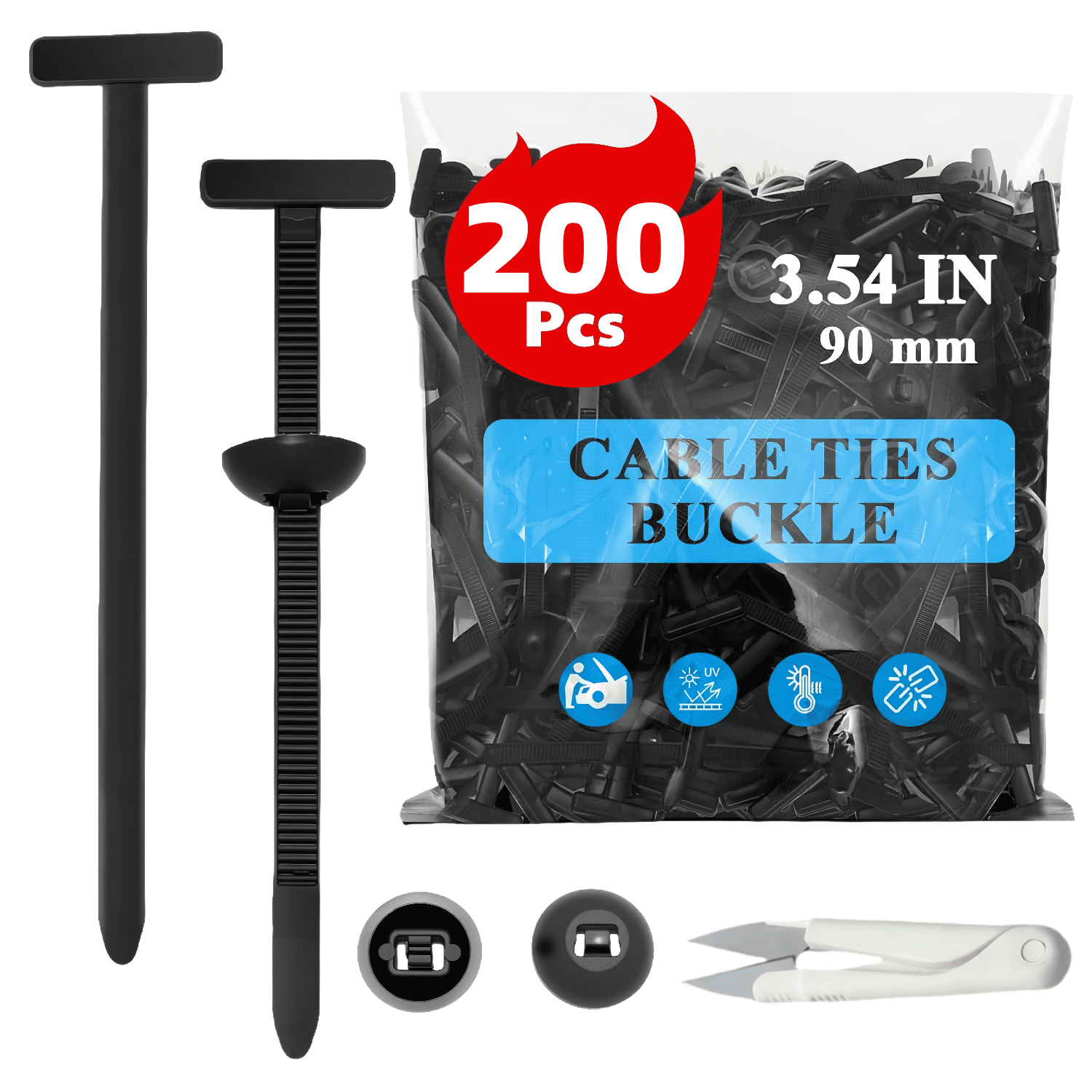 201 Pcs Nylon Universal Cable Tie Buckle,Zip Ties Heavy Duty with Pin ...