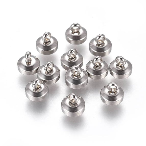 201 Stainless Steel Bead Cap Bails Flat Round Stainless Steel Color ...