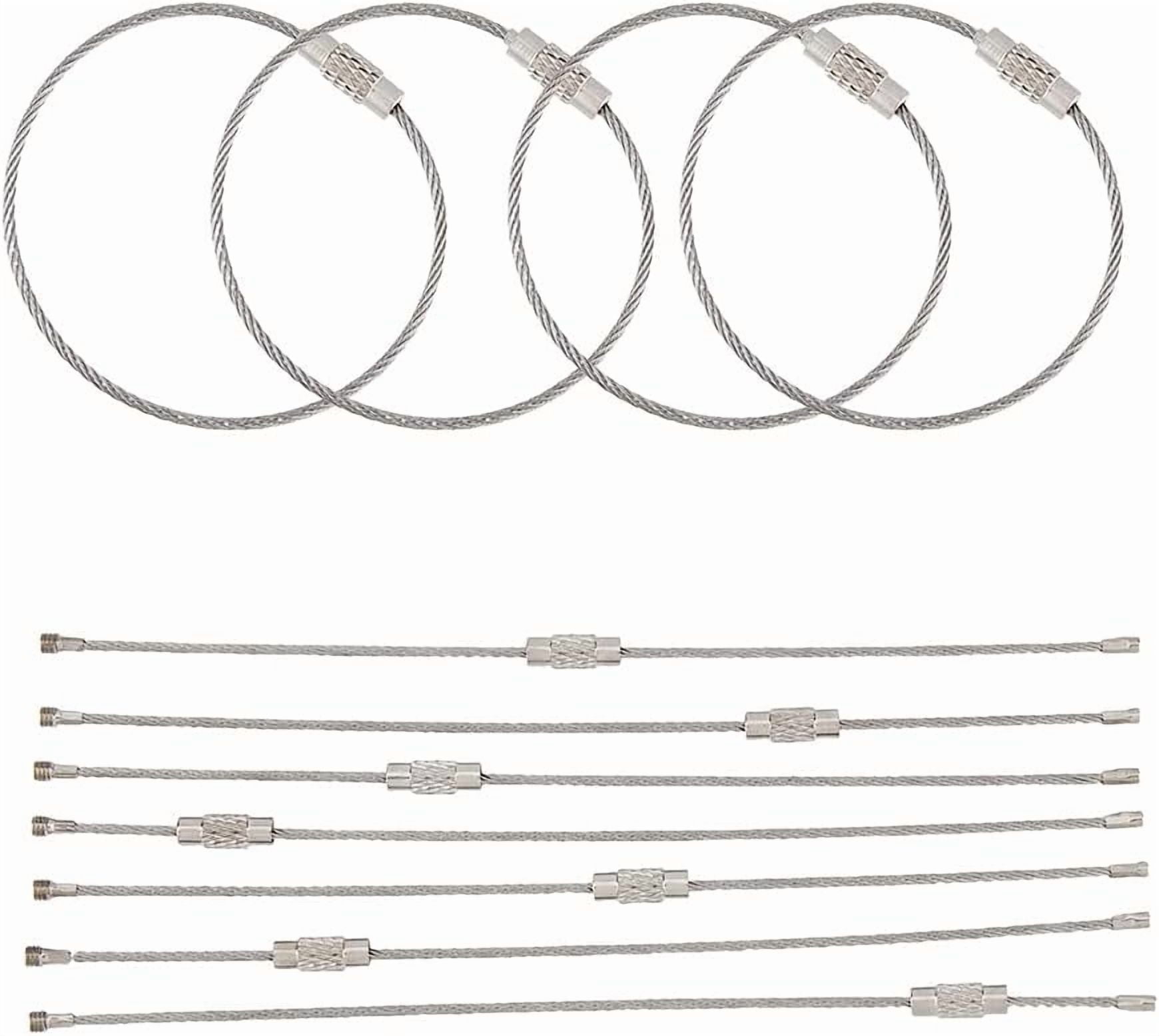 201 Stainless Steel Cable Wire Keychain with Screw Clasps Stainless ...
