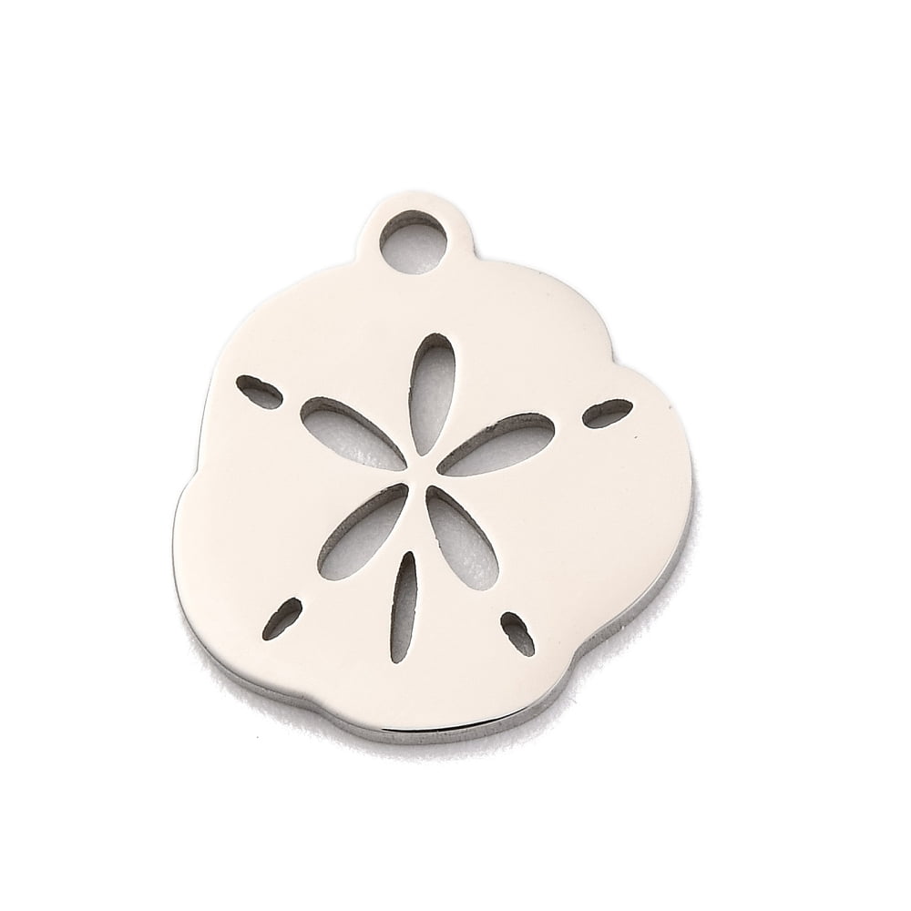 201 Stainless Steel Charms Laser Cut Flower Charm Stainless Steel Color ...