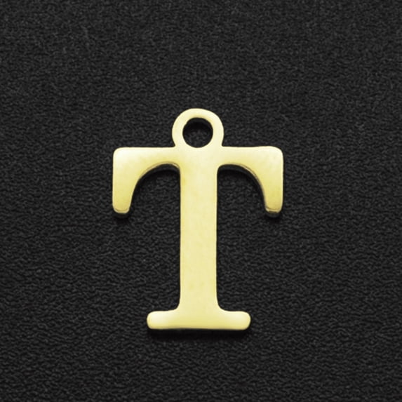 201 Stainless Steel Charms Laser Cut Letter Golden Letter.T 12x9x1mm ...