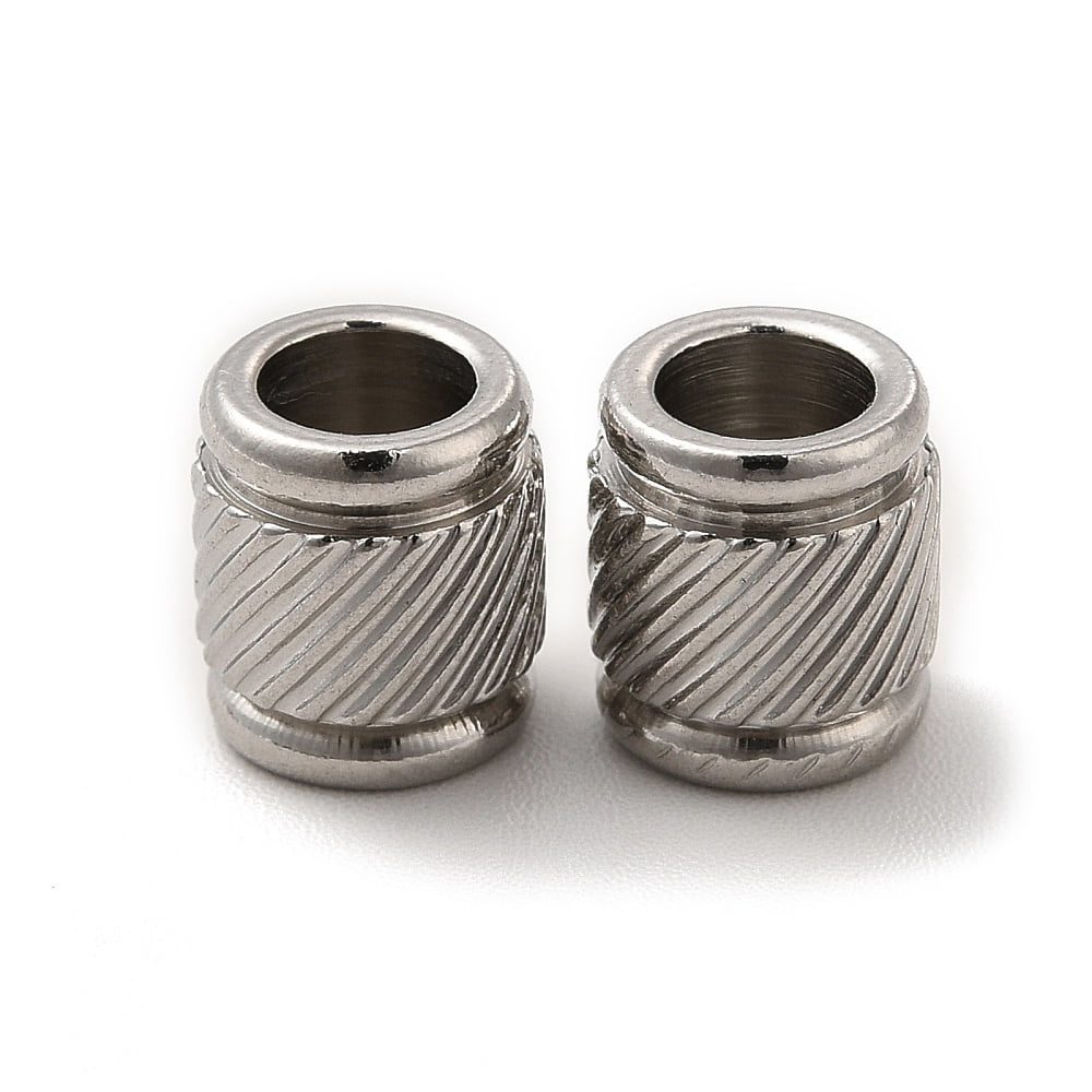 201 Stainless Steel European Beads Large Hole Beads Column Stainless ...