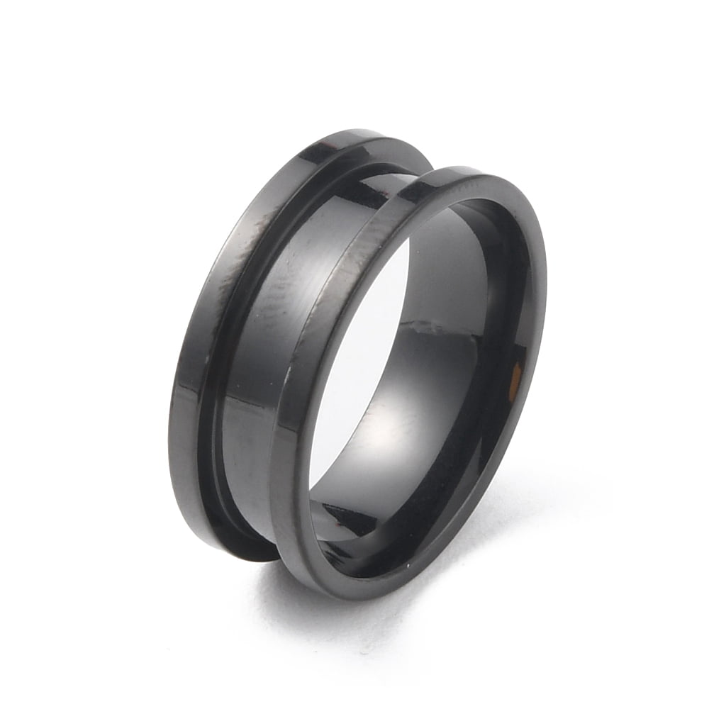 201 Stainless Steel Grooved Finger Ring Electrophoresis Black Inner ...