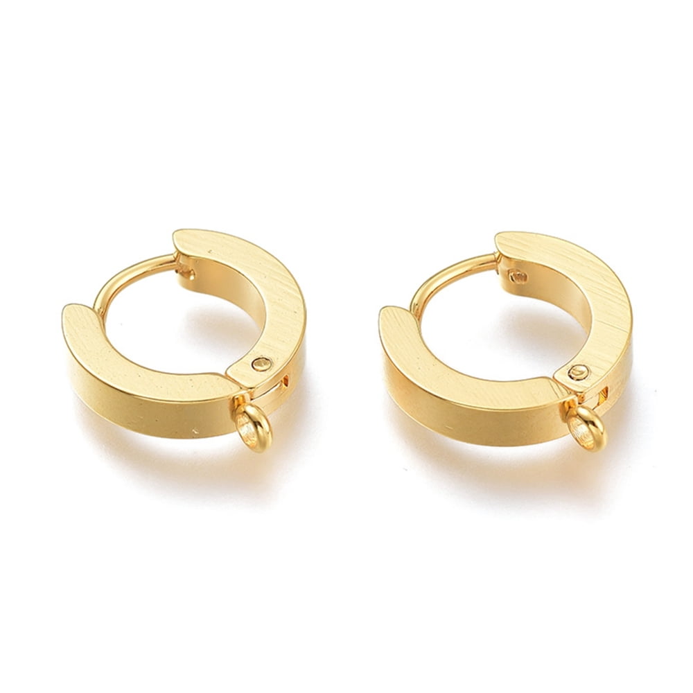 201 Stainless Steel Huggie Hoop Earrings Findings with Vertical Loop ...