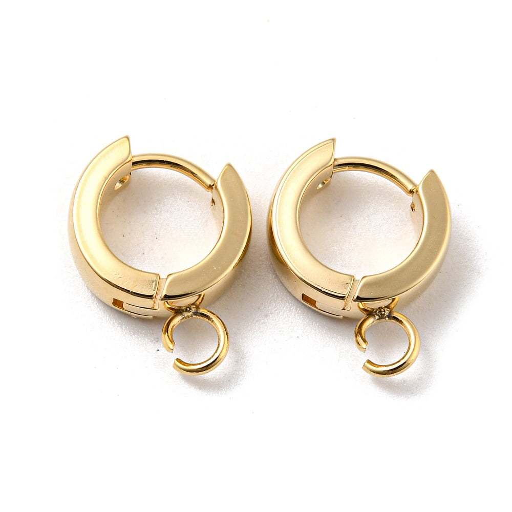 201 Stainless Steel Huggie Hoop Earrings Findings with Vertical Loop ...