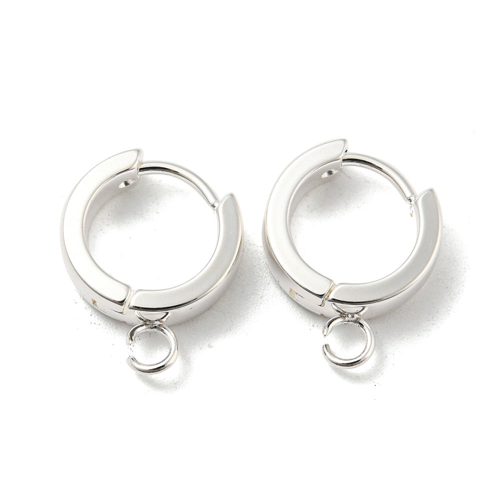 201 Stainless Steel Huggie Hoop Earrings Findings with Vertical Loop ...