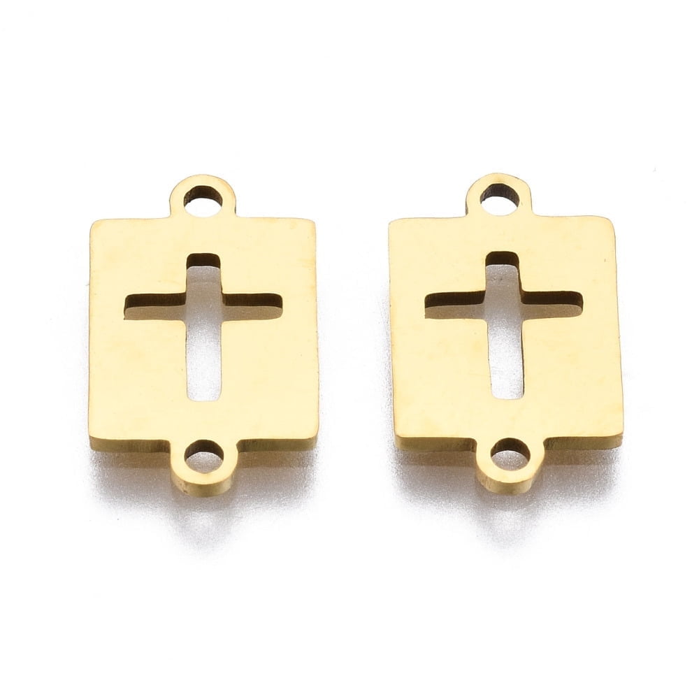 201 Stainless Steel Link Connectors Laser Cut Rectangle with Golden ...