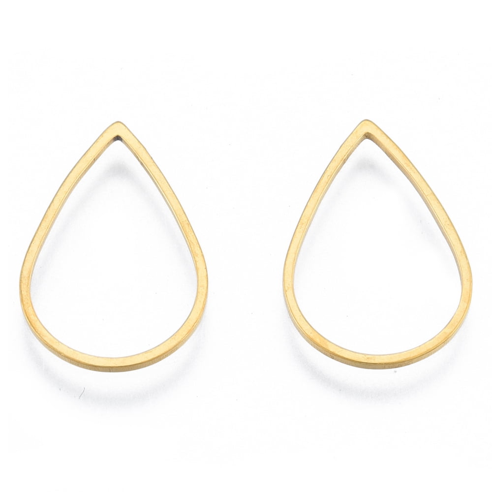 201 Stainless Steel Linking Rings Teardrop Golden 21x14x1mm Inner ...