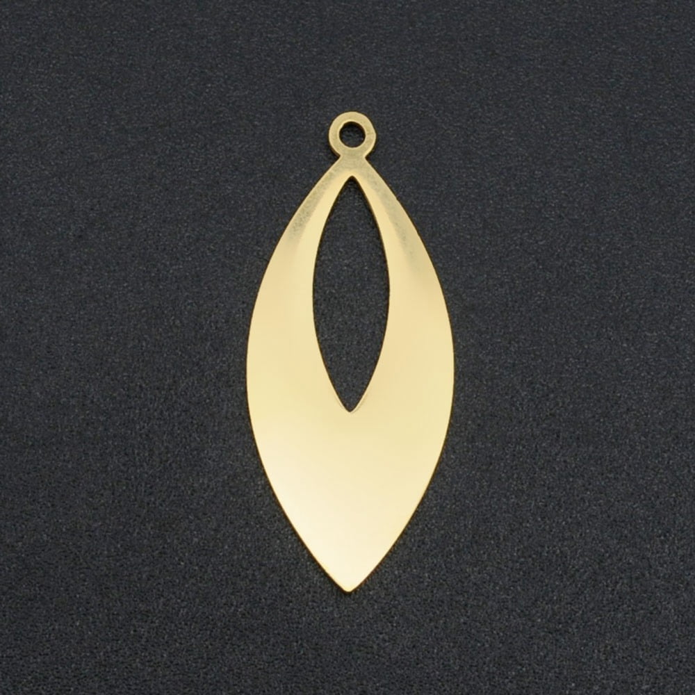 201 Stainless Steel Open Back Bezel Pendants Horse Eye Laser Cut Golden ...