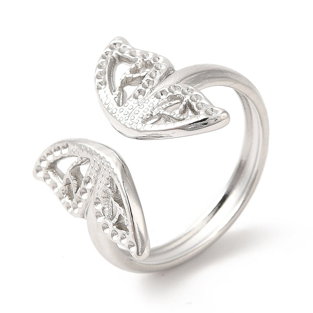 201 Stainless Steel Open Cuff Ring Butterfly Finger Ring for Women ...