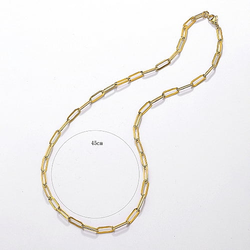 201 Stainless Steel Paperclip Chain Necklaces for Women Real 18K Gold ...