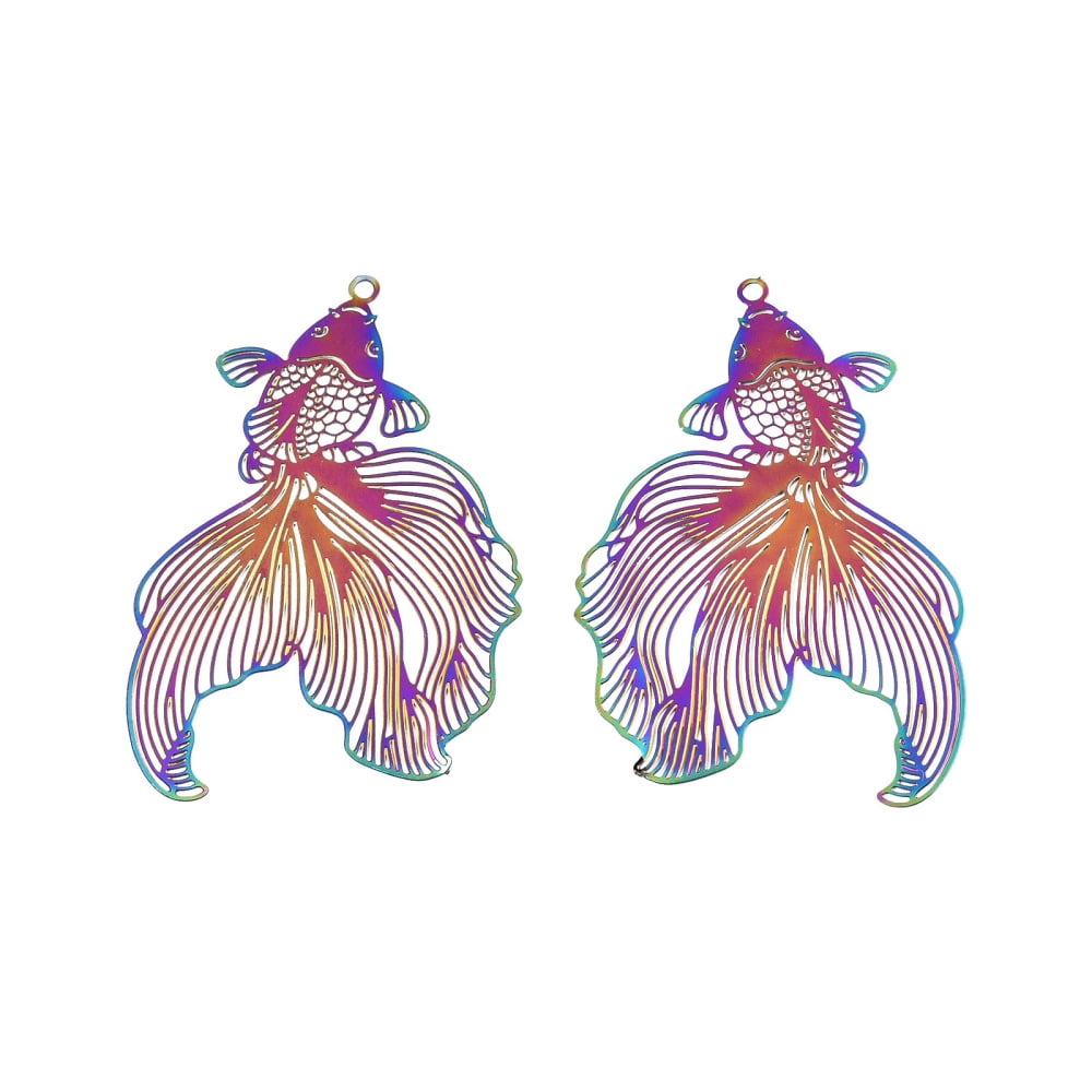 201 Stainless Steel Pendants Etched Metal Embellishments Rainbow Color ...