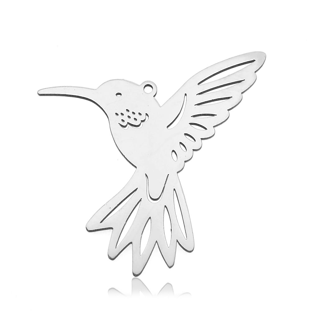 201 Stainless Steel Pendants Laser Cut Bird Stainless Steel Color 34x39 ...