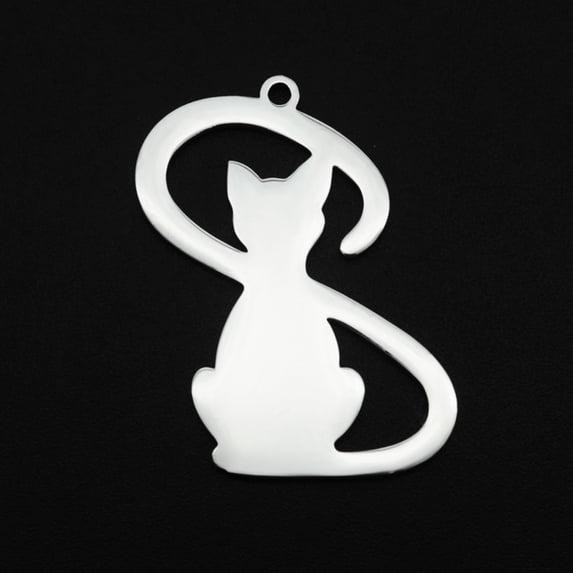 201 Stainless Steel Pendants Laser Cut Cat Shape Stainless Steel Color ...