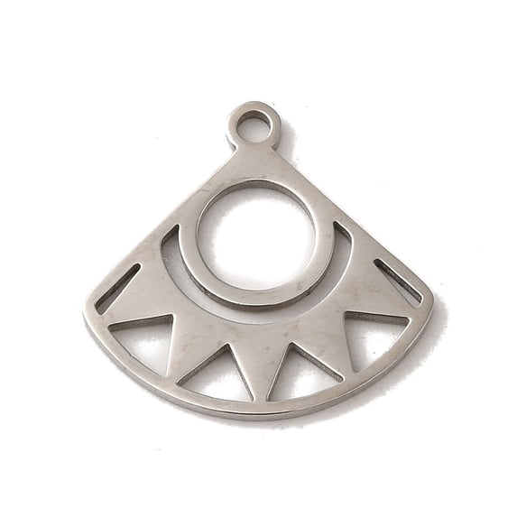 201 Stainless Steel Pendants Laser Cut Fan with Sun Charm Stainless ...