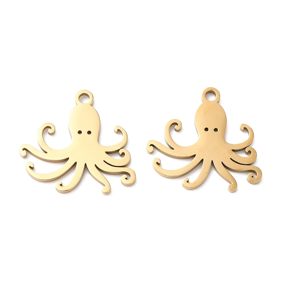 201 Stainless Steel Pendants Laser Cut Ocean Theme Golden Octopus ...