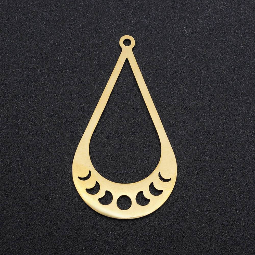 201 Stainless Steel Pendants Laser Cut Teardrop with Phase of the Moon ...