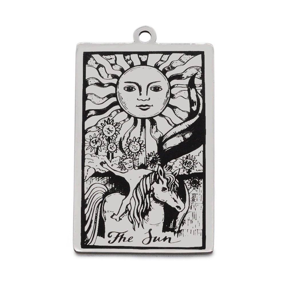 201 Stainless Steel Pendants Laser Engraved Pattern Tarot Card Pendants ...