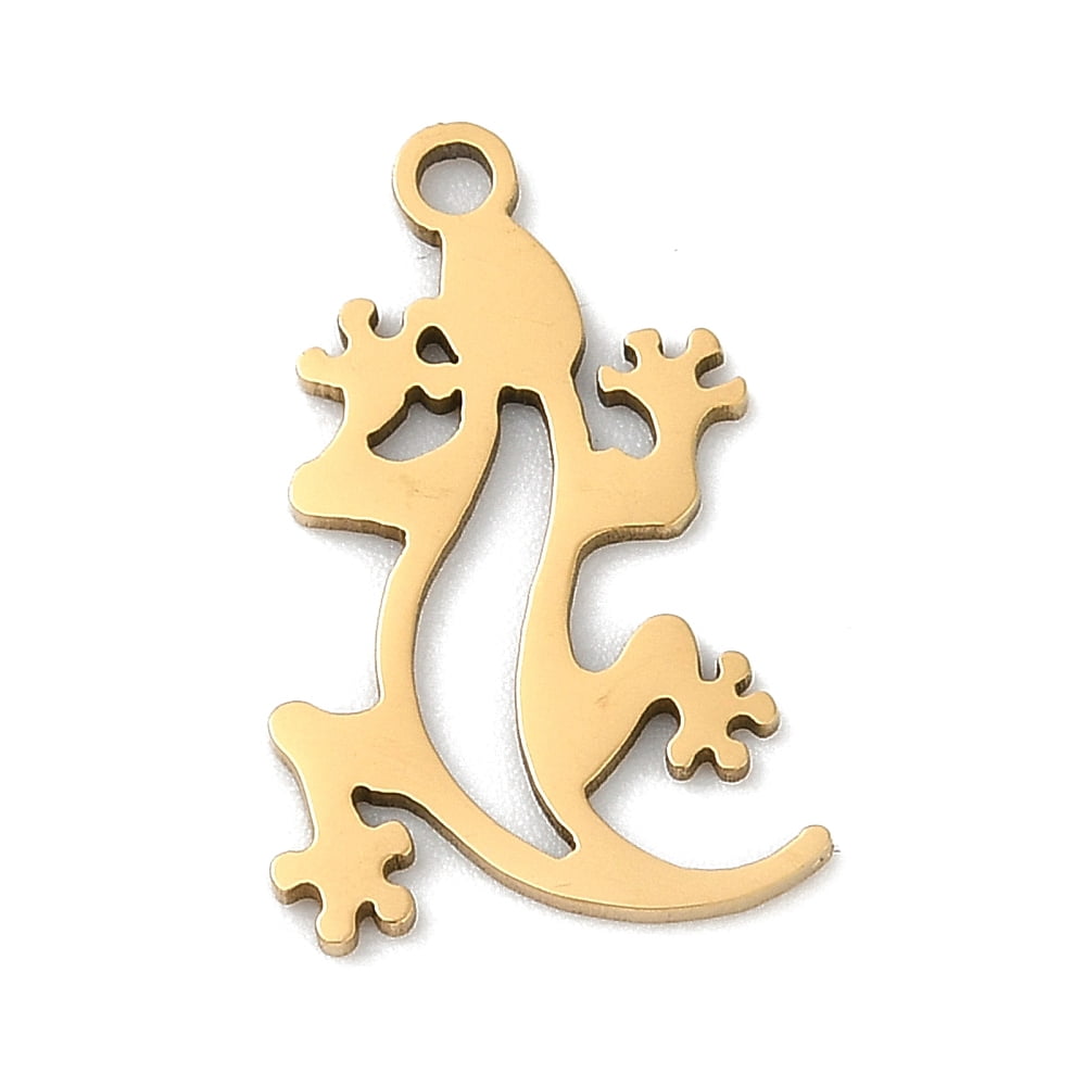 201 Stainless Steel Pendants Lizard Charms Real 18K golden Plated 17 ...