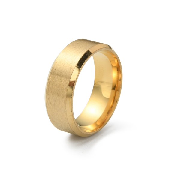 201 Stainless Steel Plain Band Ring for Men Women Matte Gold Color Size ...