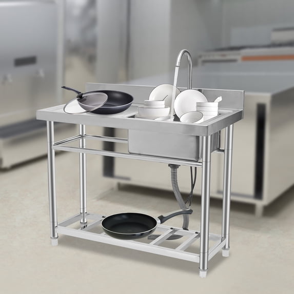 201 Stainless Steel, Plastic3-in-1 Sink, X-Flow Drain 35.4H Bar Prep ...