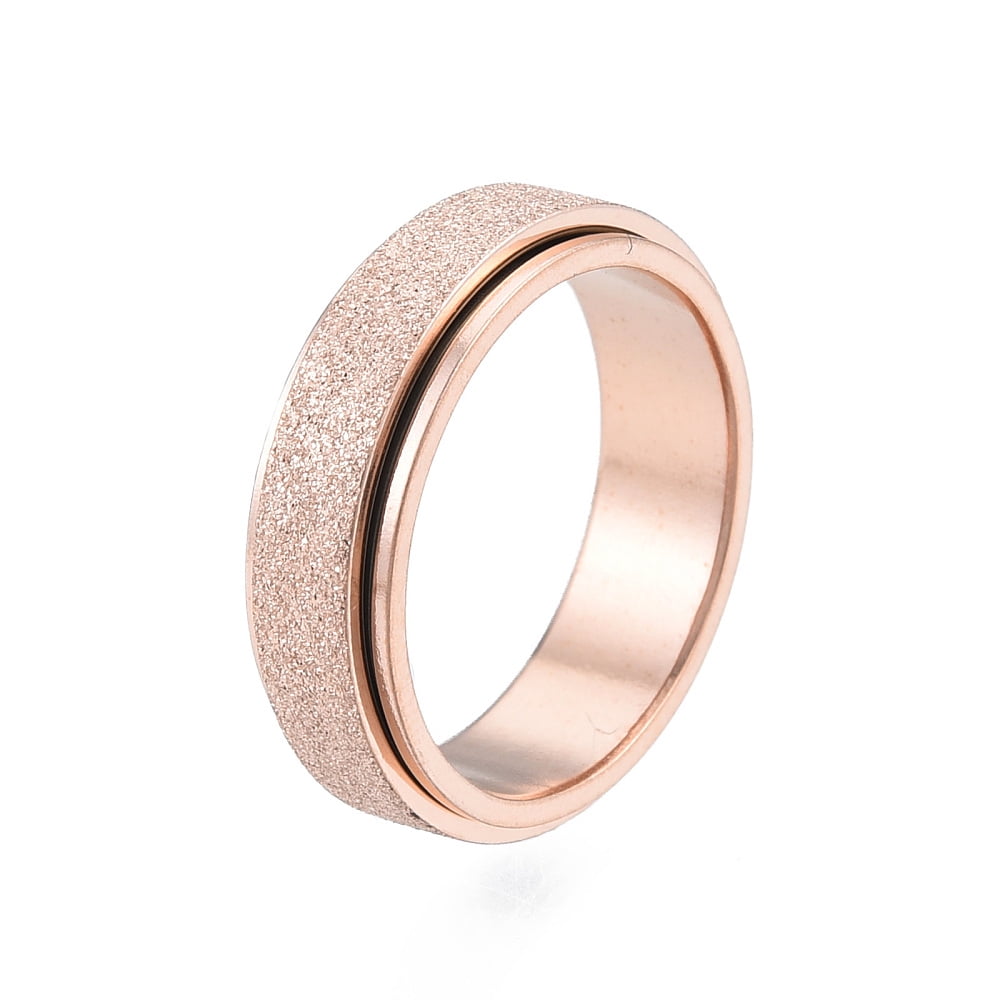 201 Stainless Steel Sand Blast Rotating Finger Ring Calming Worry ...