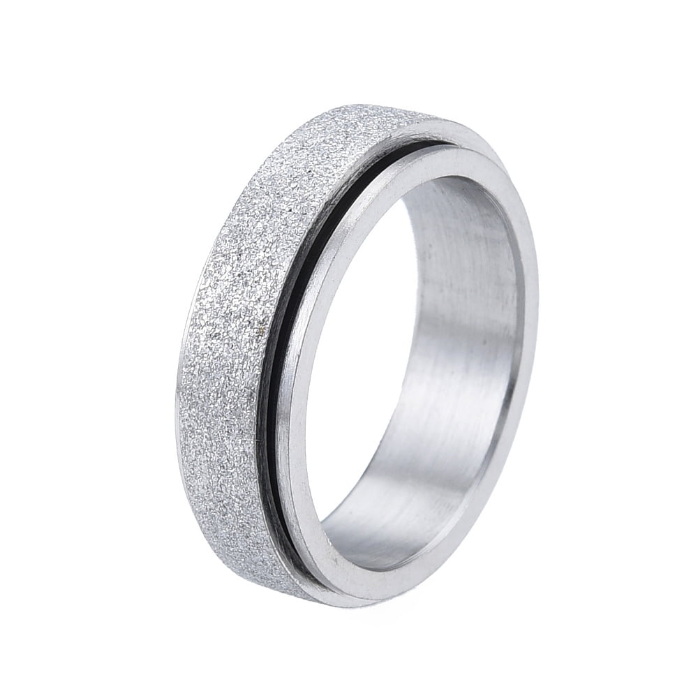 201 Stainless Steel Sand Blast Rotating Finger Ring Calming Worry ...